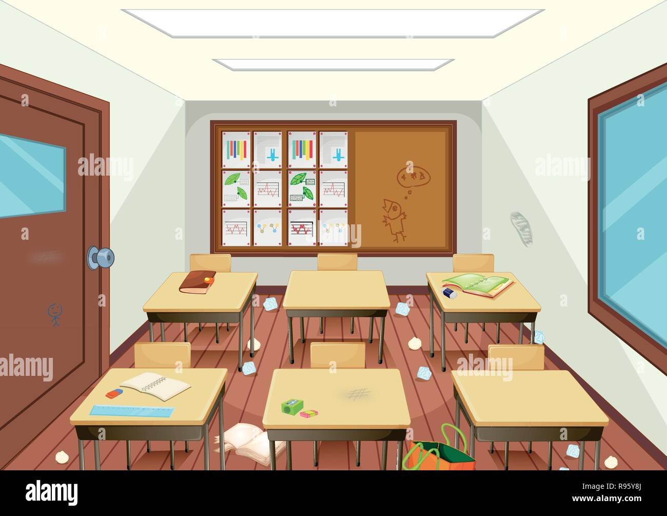 Wooden classroom Stock Vector Images - Alamy