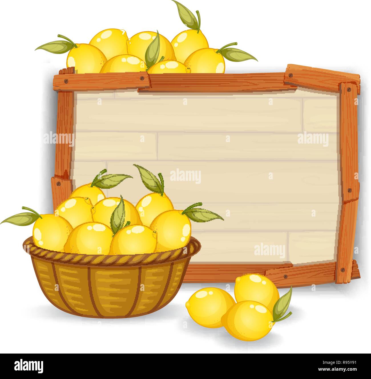 Lemon on wooden board illustration Stock Vector Image & Art - Alamy