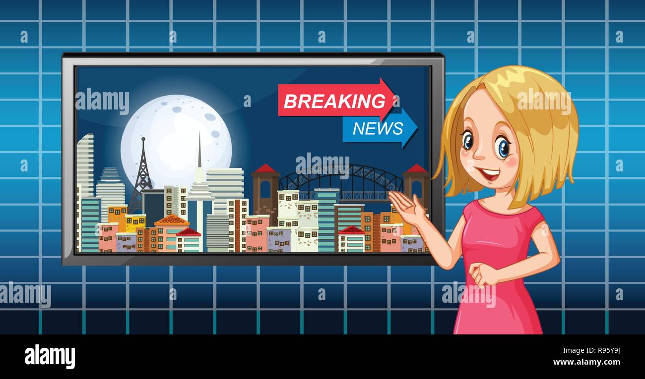 Beautiful female news reporter illustration Stock Vector Image & Art ...