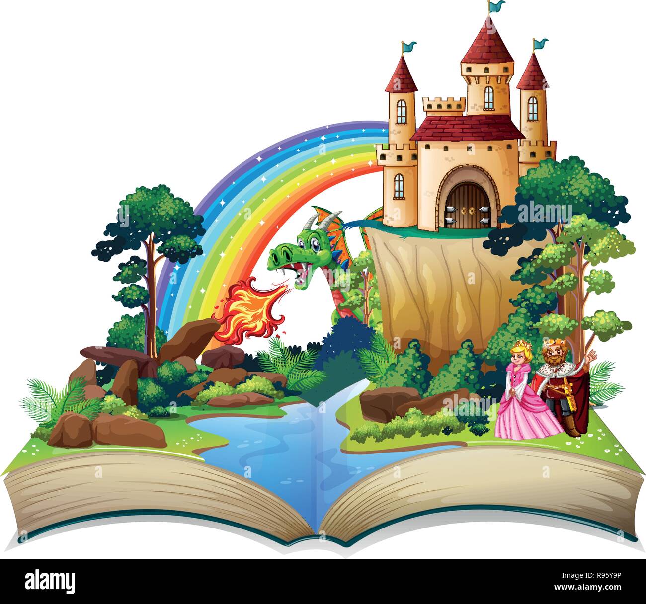 A fairy tale open book illustration Stock Vector Image & Art - Alamy