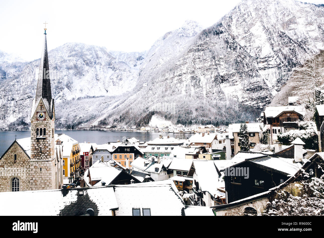 Winter Snow in Hallstatt, Austria Stock Photo - Alamy