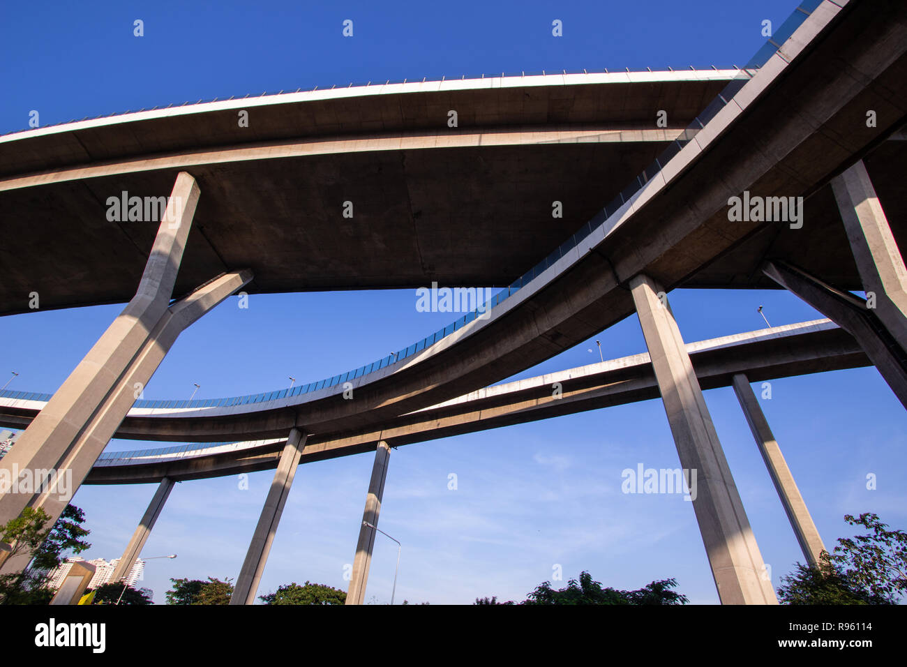 The background of transportation of complexity Expressway bridge Stock ...