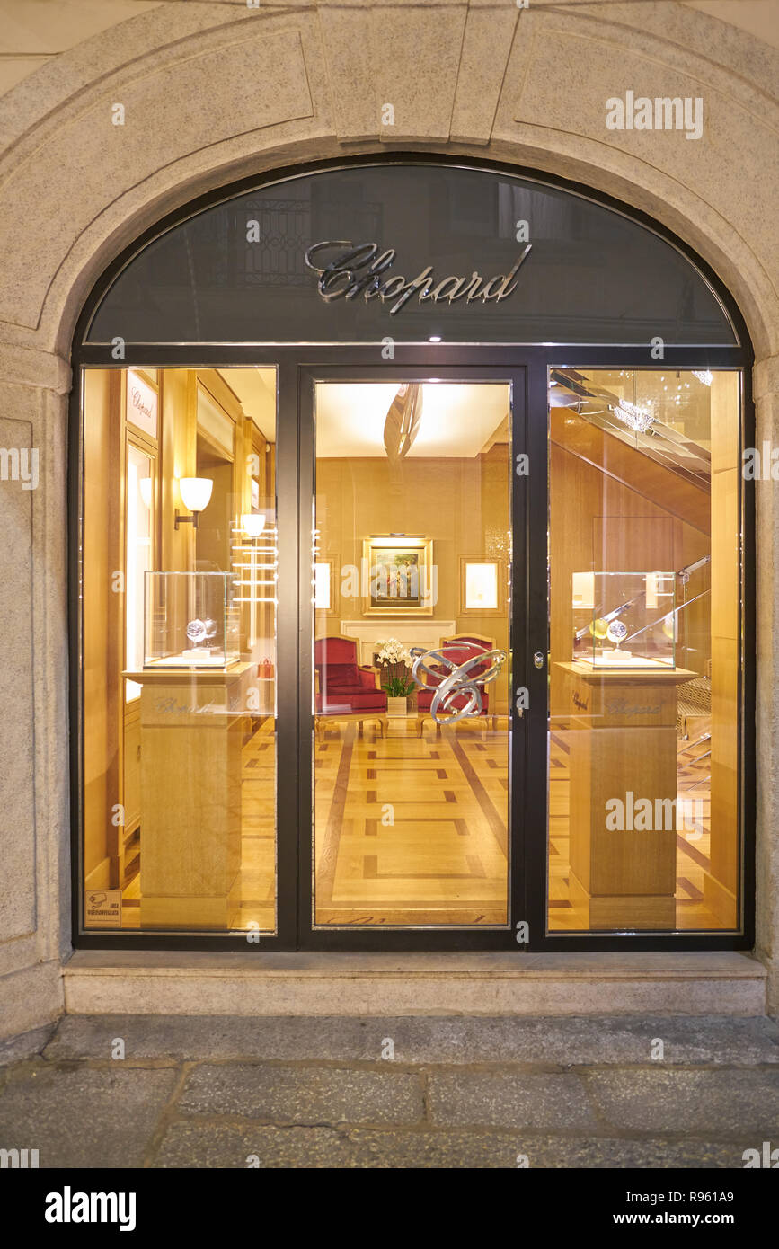 MILAN, ITALY - CIRCA NOVEMBER, 2017: Chopard store in Milan, Italy ...