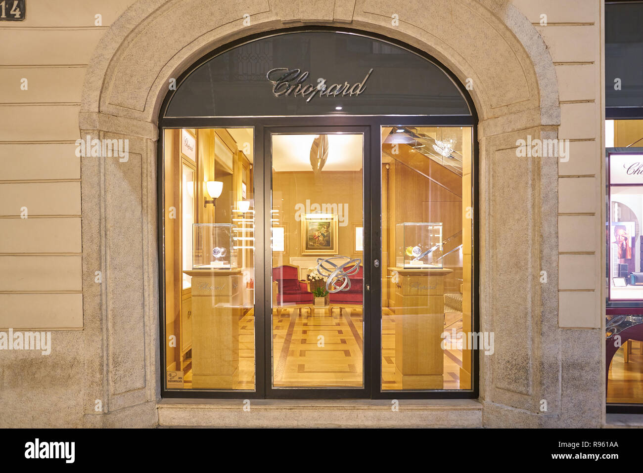 MILAN, ITALY - CIRCA NOVEMBER, 2017: Chopard store in Milan, Italy ...