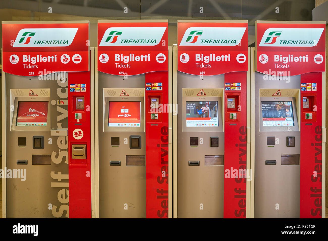 MILAN, ITALY - CIRCA NOVEMBER, 2017: ticket kiosks at Milano Centrale ...