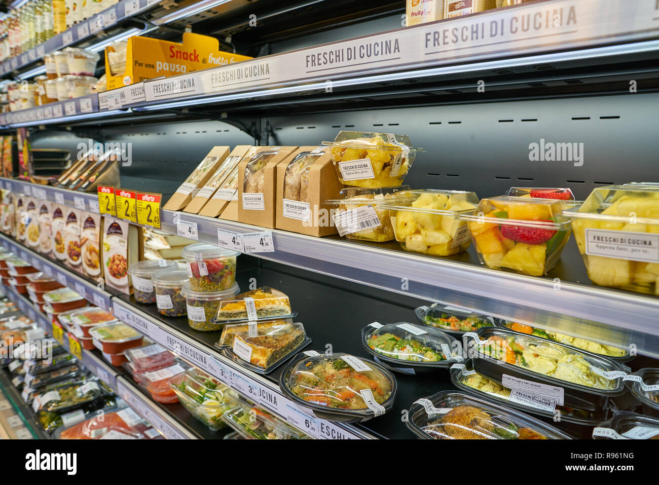 MILAN, ITALY - CIRCA NOVEMBER, 2017: prepared food on display at ...