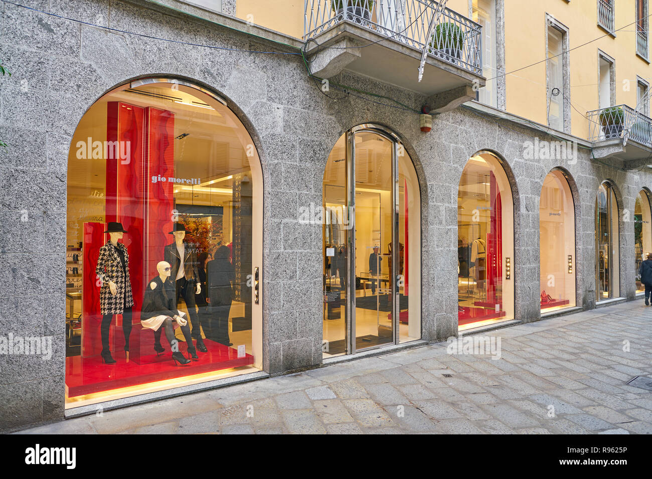 MILAN, ITALY - CIRCA NOVEMBER, 2017: shop windows display of clothing ...