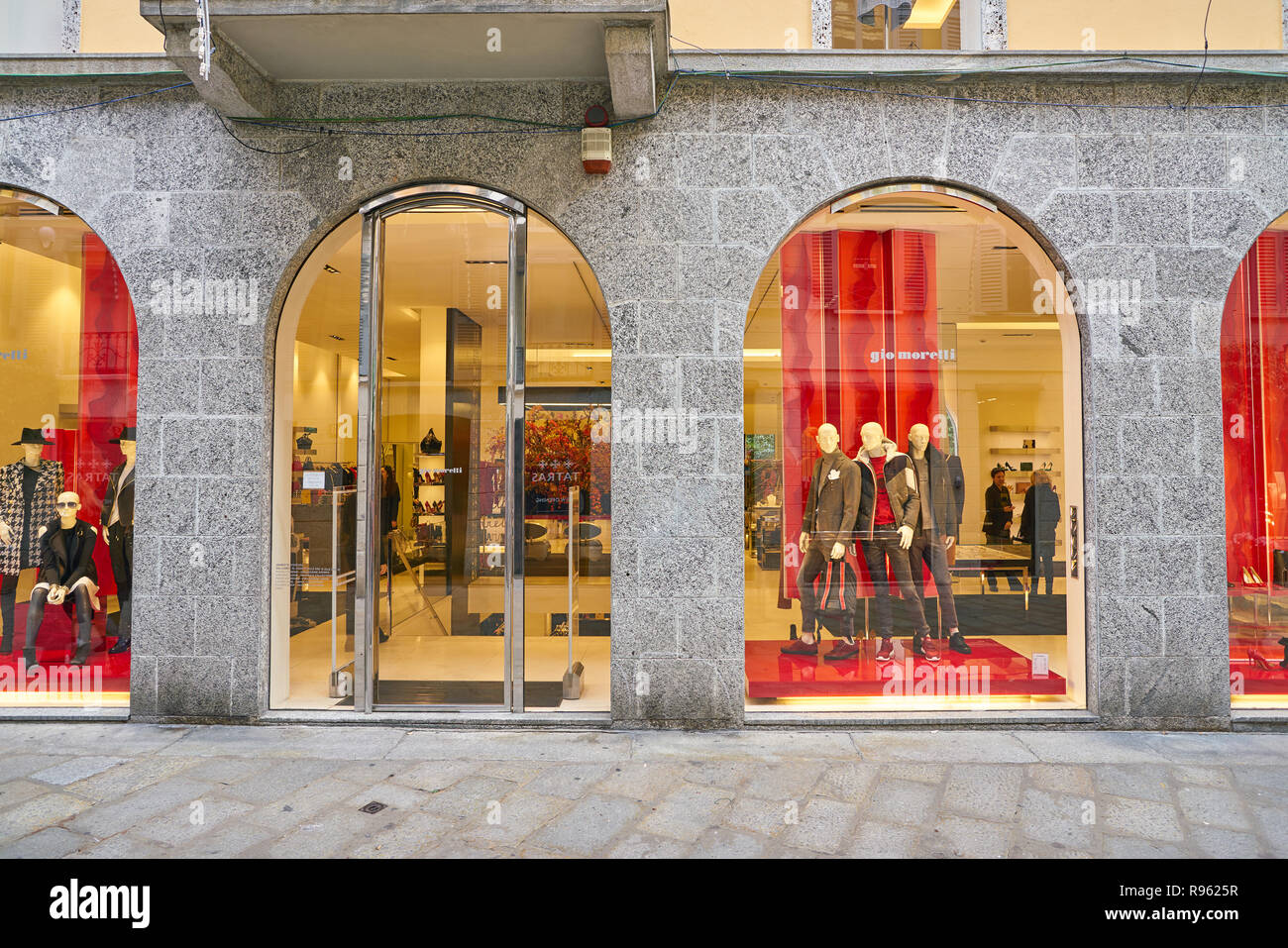 MILAN, ITALY - CIRCA NOVEMBER, 2017: shop windows display of clothing ...