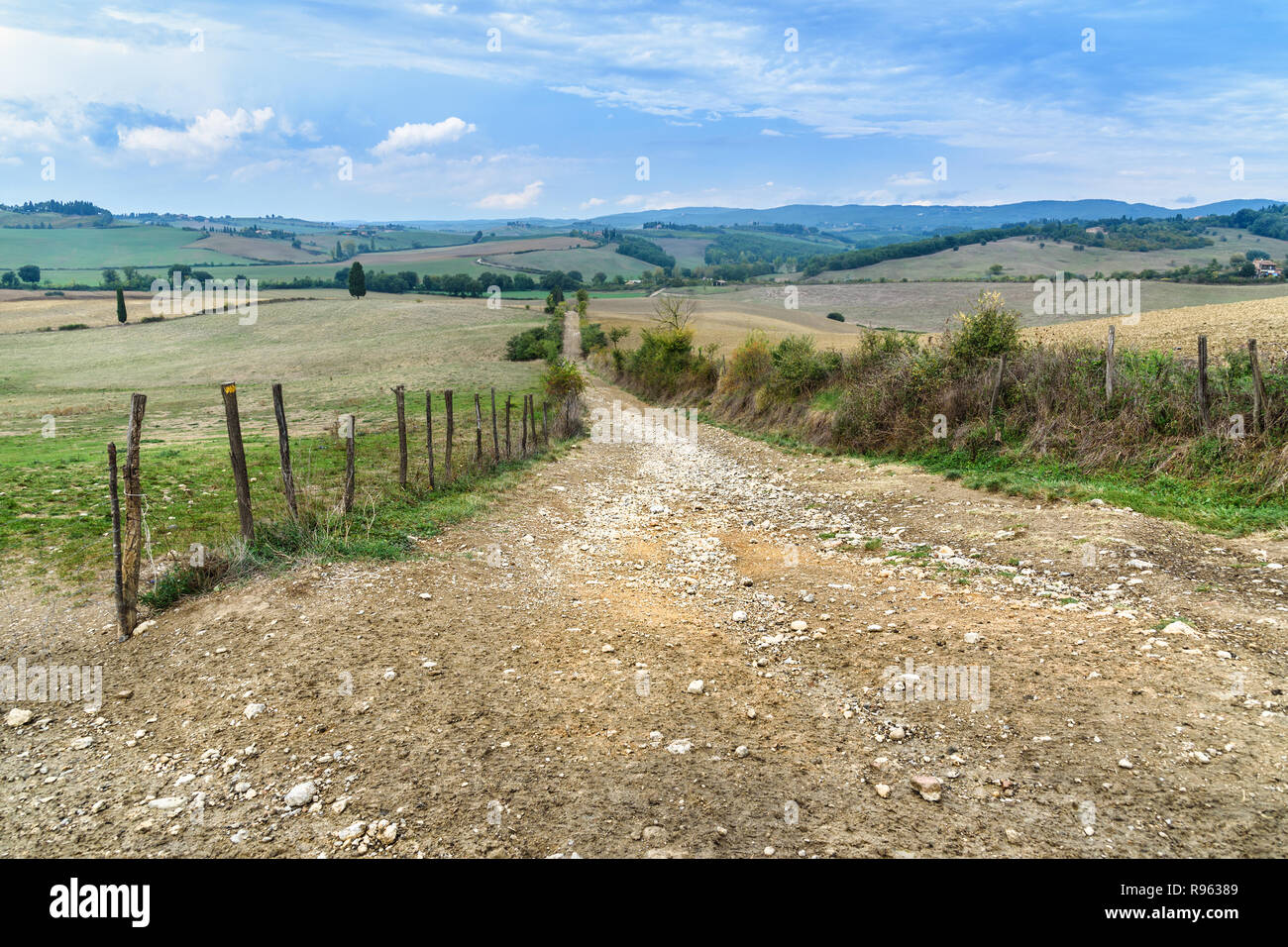 road in Chianti region in province of Siena. Tuscany landscape. Italy ...