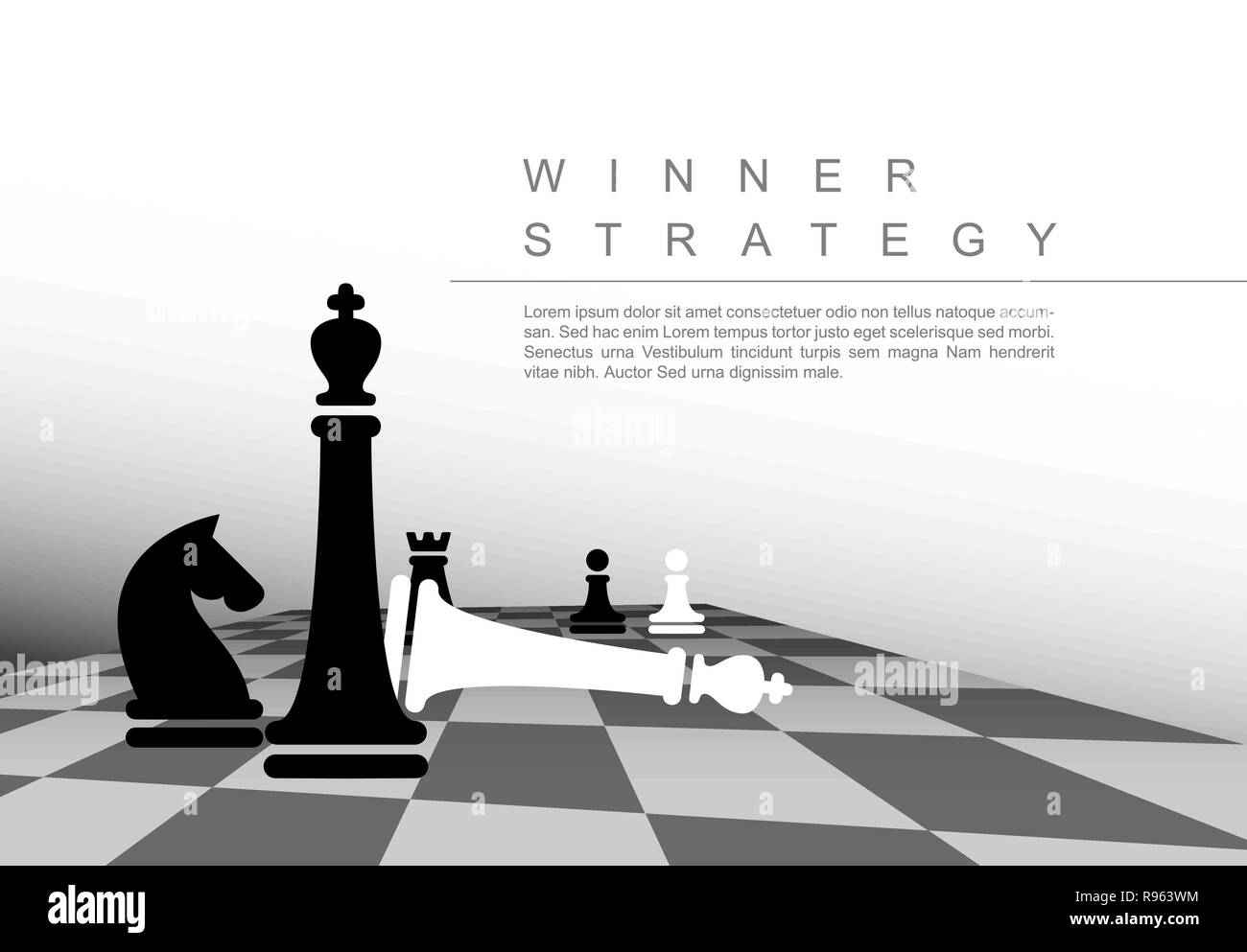 Vector business winner strategy concept template with black and white ...