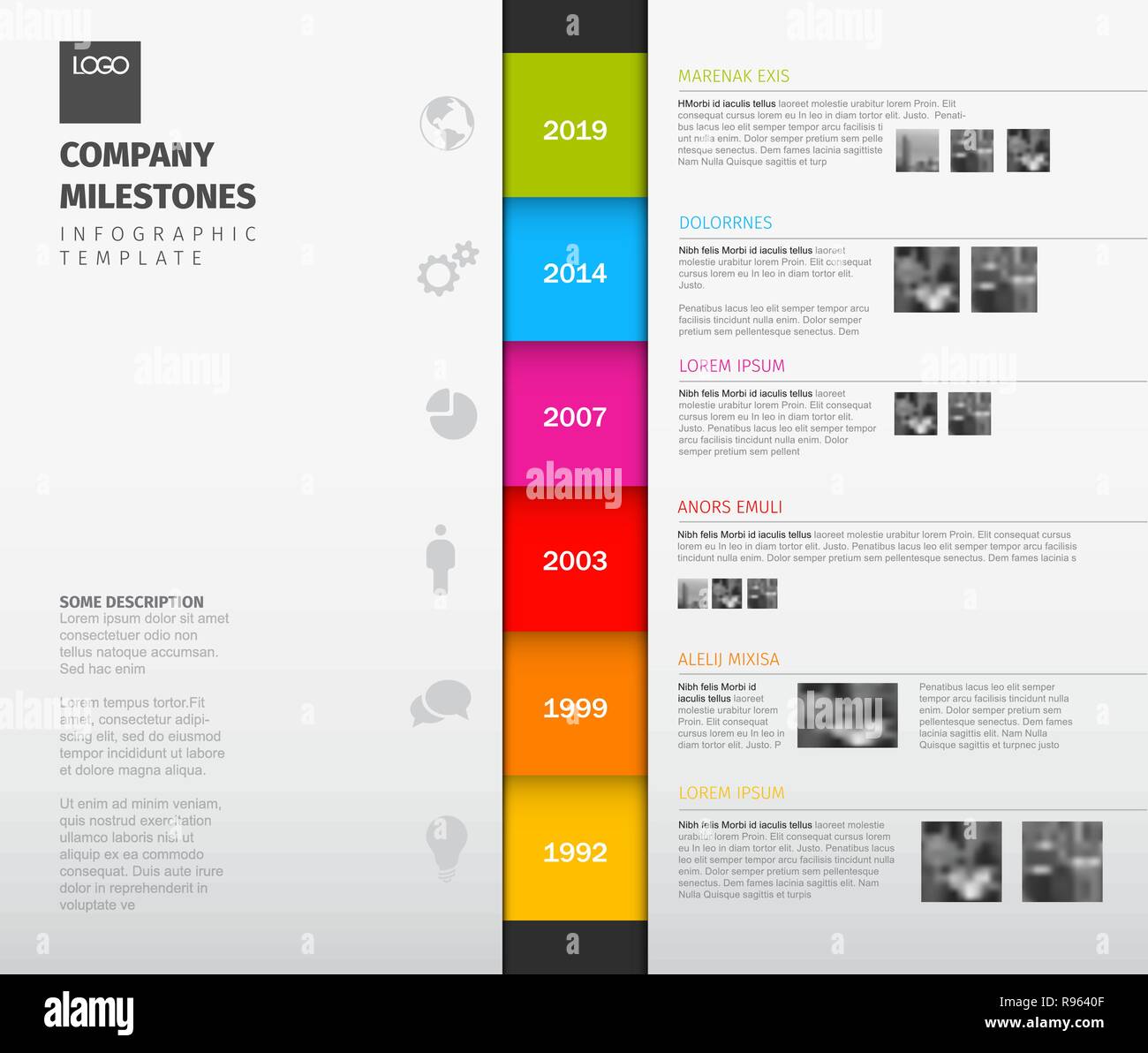 Vector colorful Infographic timeline report template with color ...