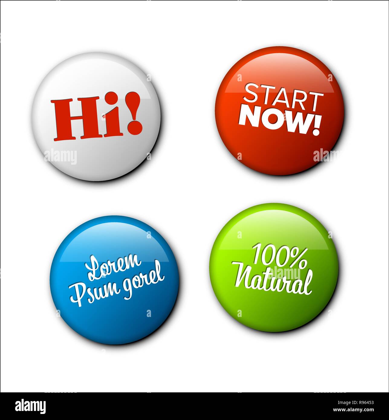 Vector badge template illustration - four colors with sample texts ...