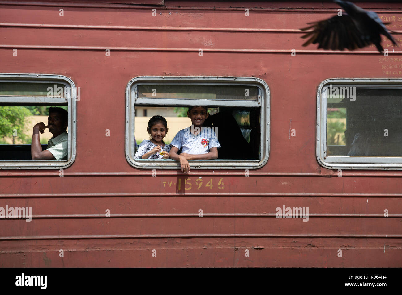 Train carriage train station Valaichenai Stock Photo - Alamy