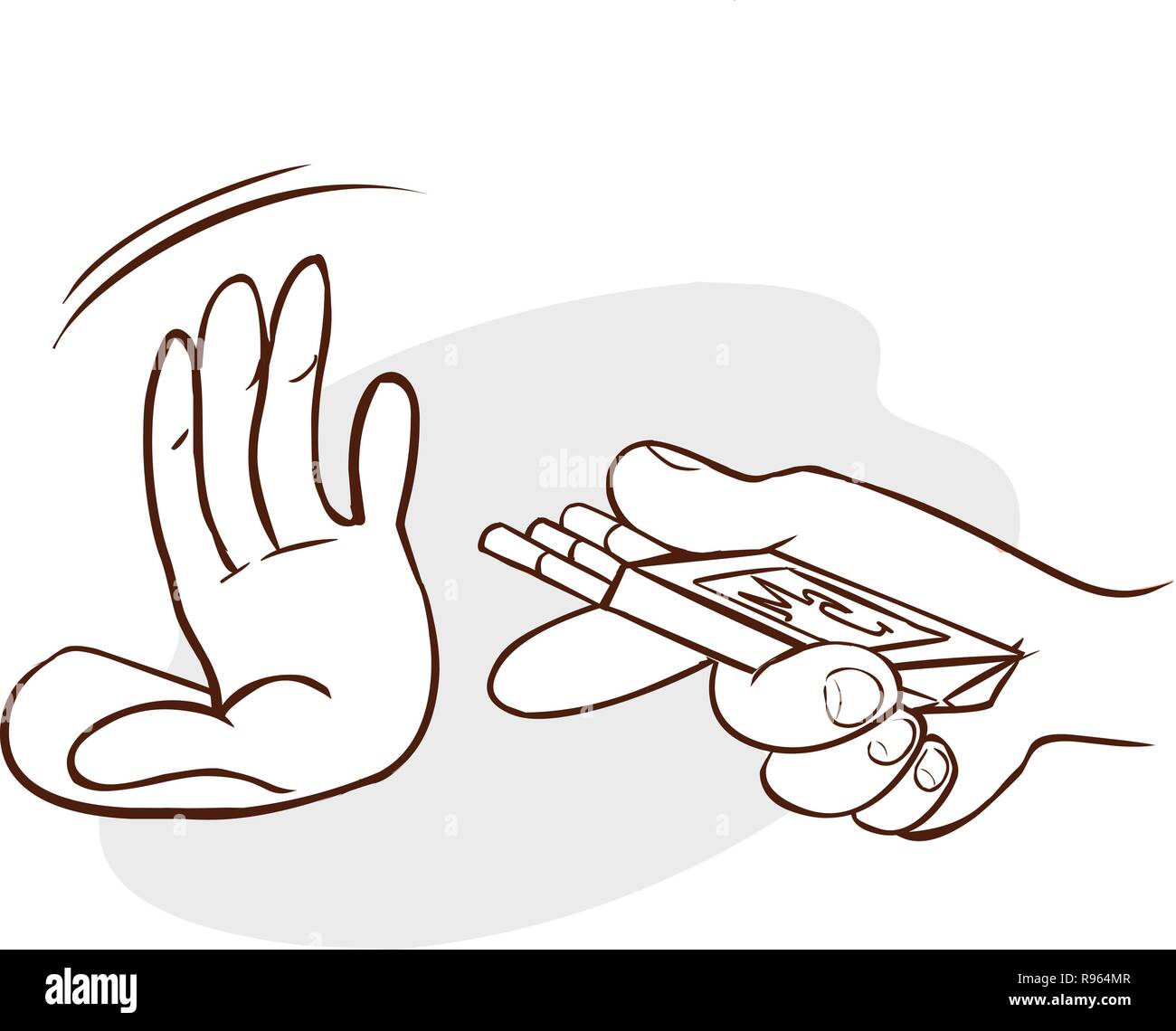 Hand refusing a cigarette offer, isolated on grey background Stock ...