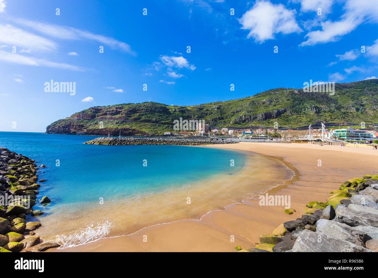 Machico bay, famous beach of Madeira island in Portugal Stock Photo - Alamy