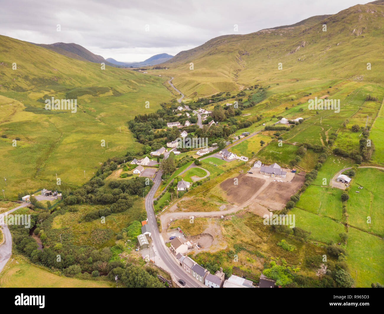 An aerial view of Leenaun, also Leenane, a village in northern County ...