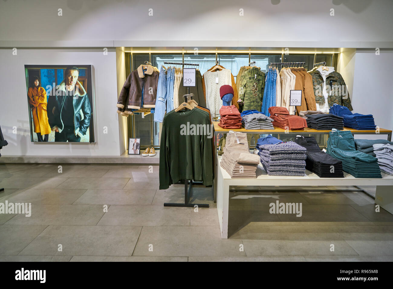 MILAN, ITALY - CIRCA NOVEMBER, 2017: inside a Mango flagship shop in ...