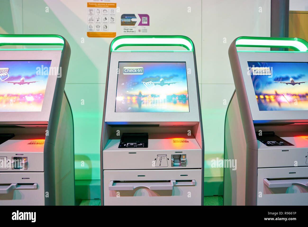 WARSAW, POLAND - CIRCA NOVEMBER, 2017: self check-in area in Warsaw ...