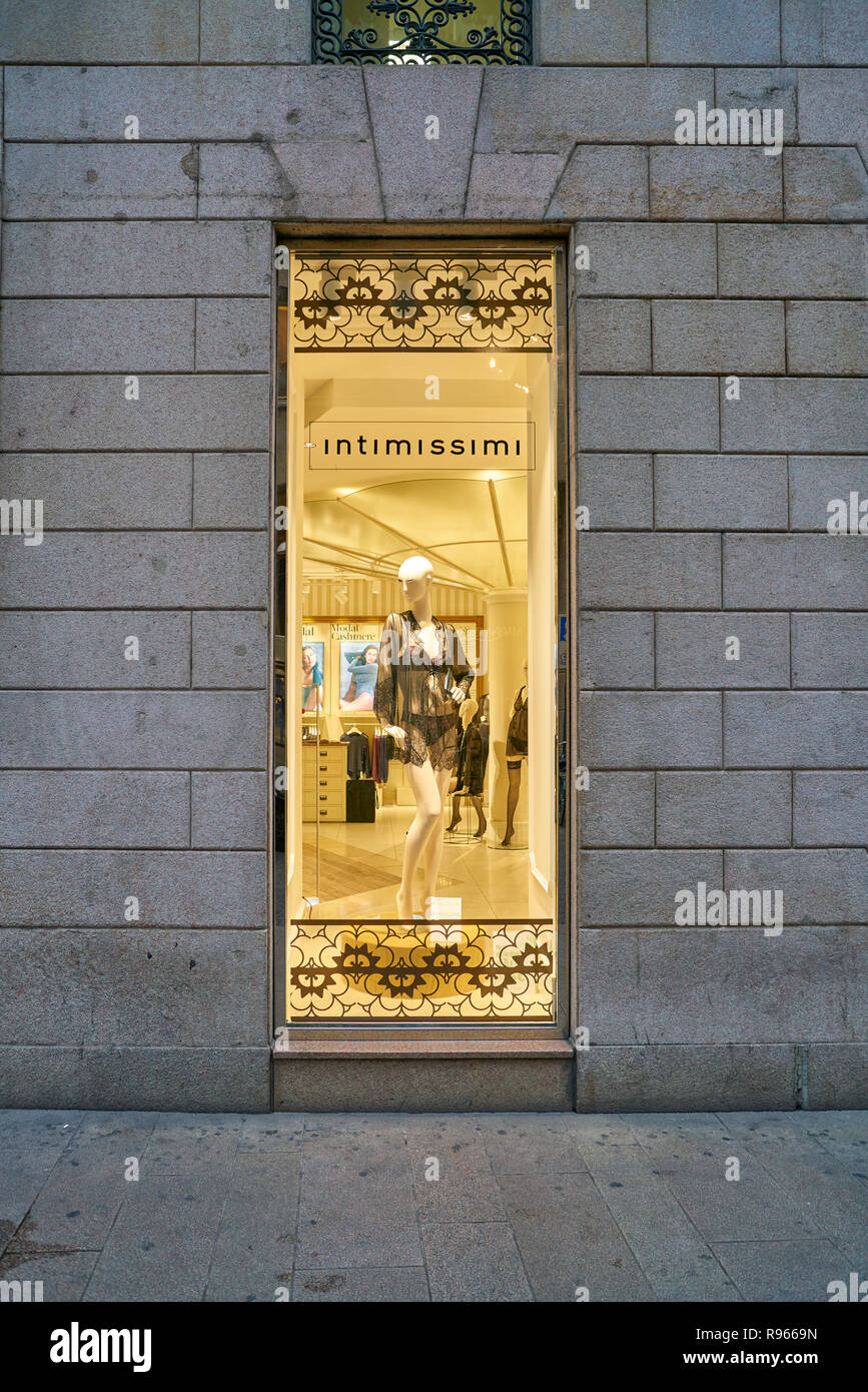 MILAN, ITALY - CIRCA NOVEMBER, 2017: a window display at Intimissimi ...