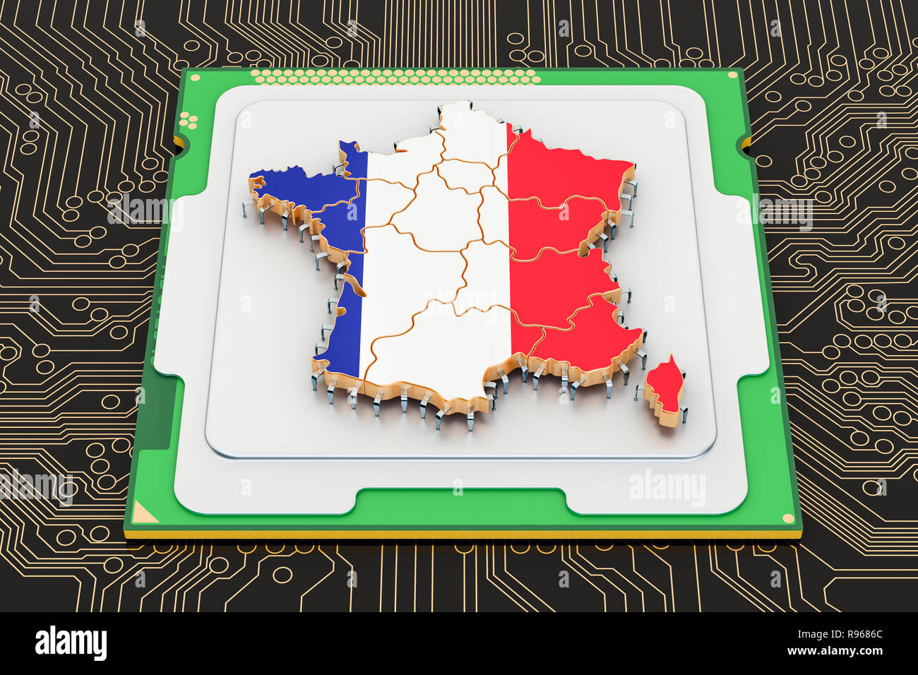 CPU computer processor unit with flag of France, 3D rendering Stock ...