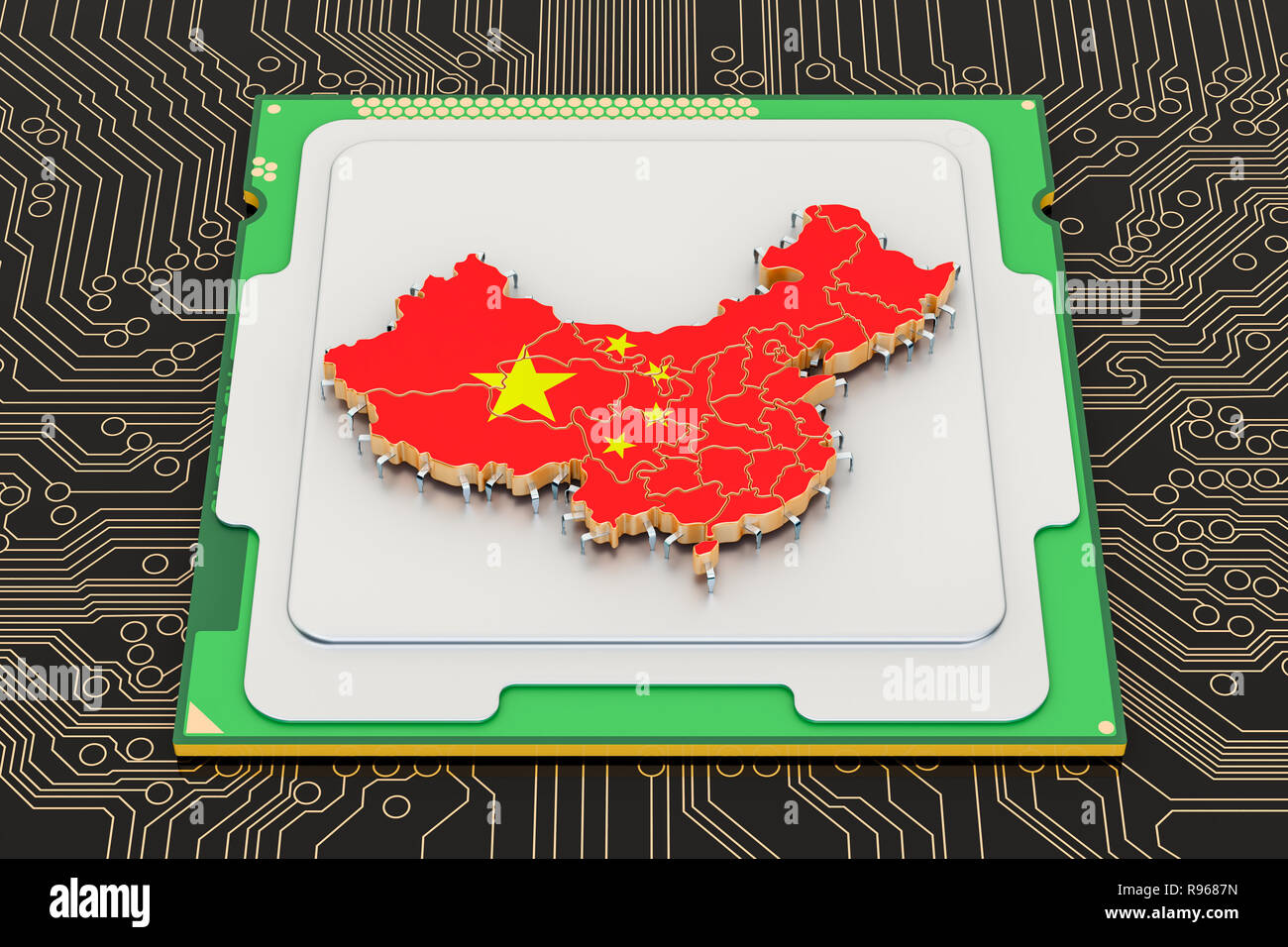 CPU computer processor unit with flag of China, 3D rendering Stock Photo - Alamy