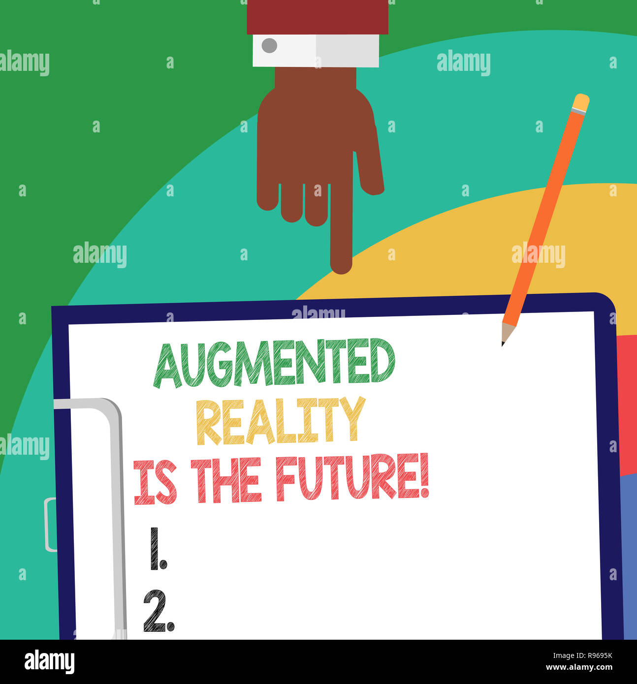 Handwriting text Augmented Reality Is The Future. Concept meaning ...