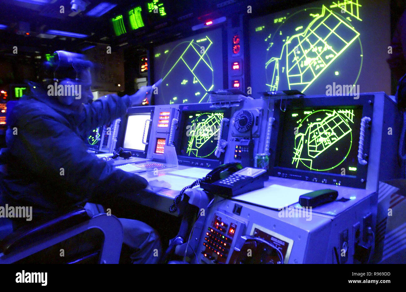 Combat Direction Center of the aircraft carrier USS Harry S. Truman ...