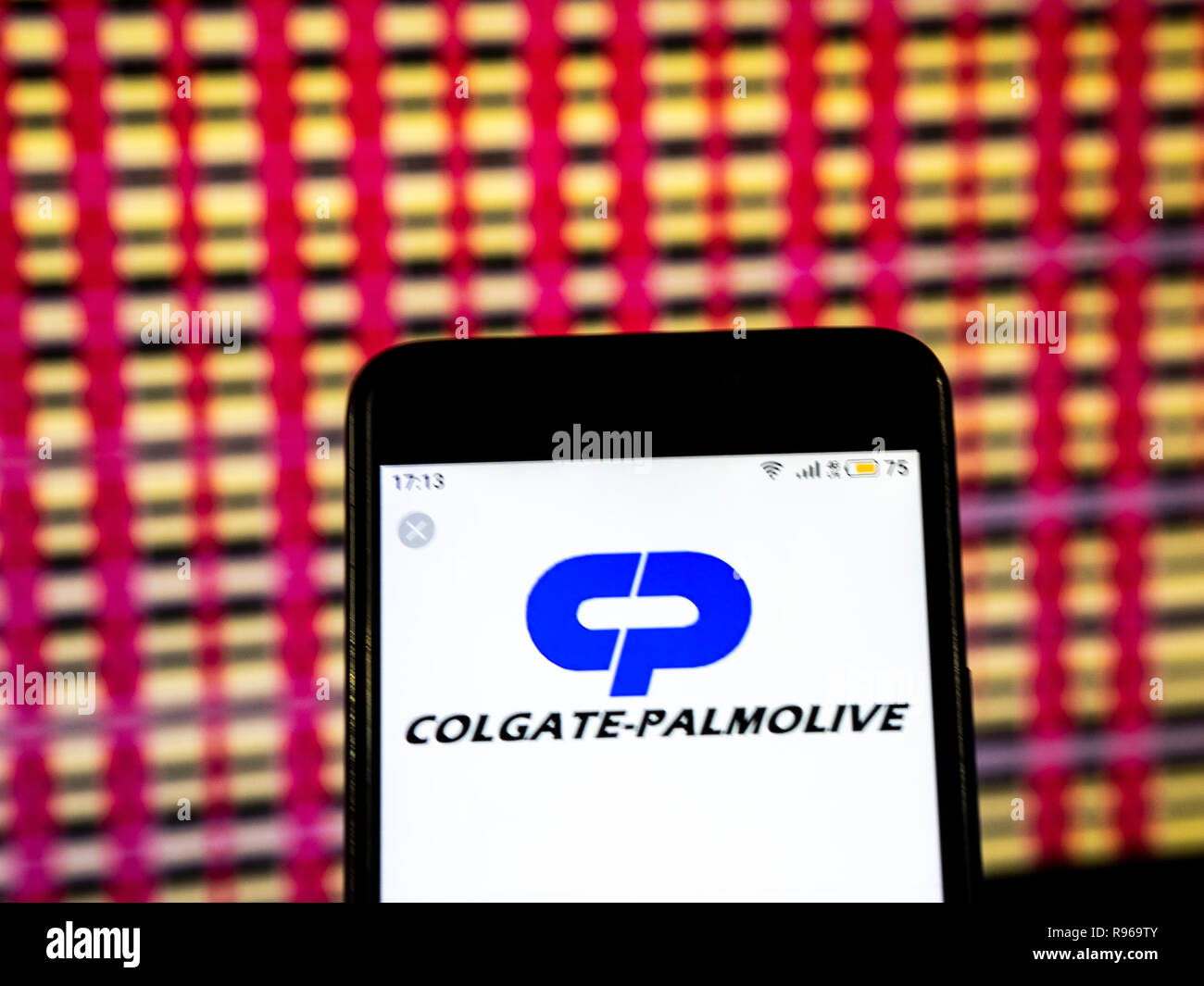 Colgate-Palmolive Manufacturing company logo seen displayed on smart ...