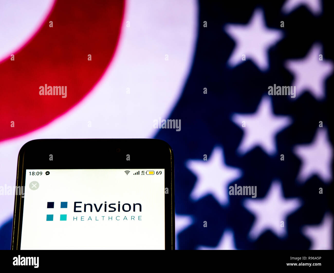 Envision Healthcare Healthcare company logo seen displayed on smart ... Envision Healthcare Healthcare company logo seen displayed on smart ...