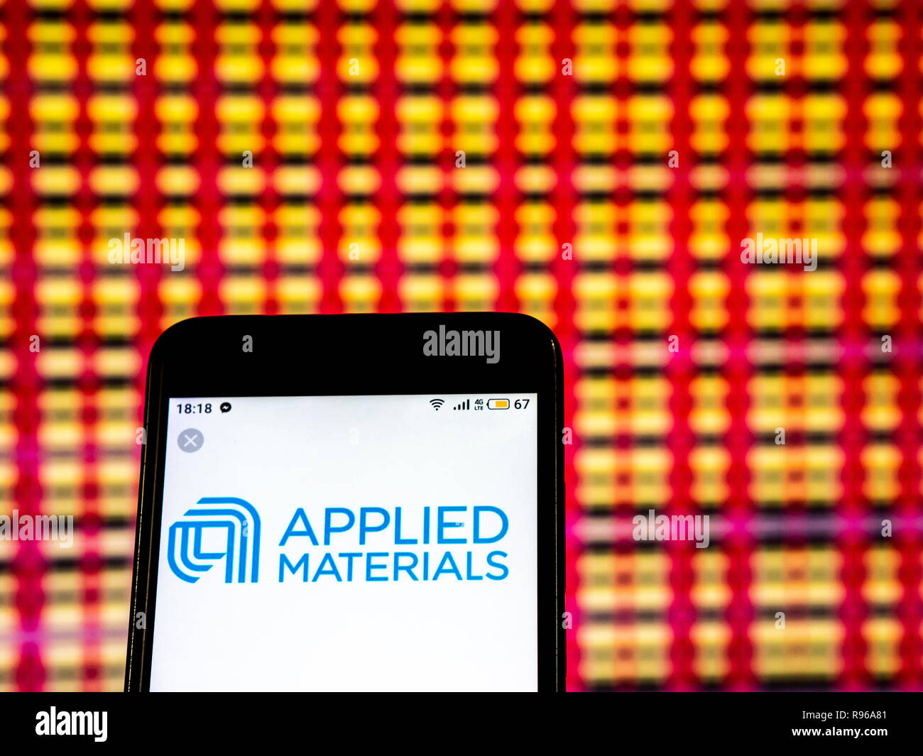 Applied Materials Manufacturing company logo seen displayed on smart ...