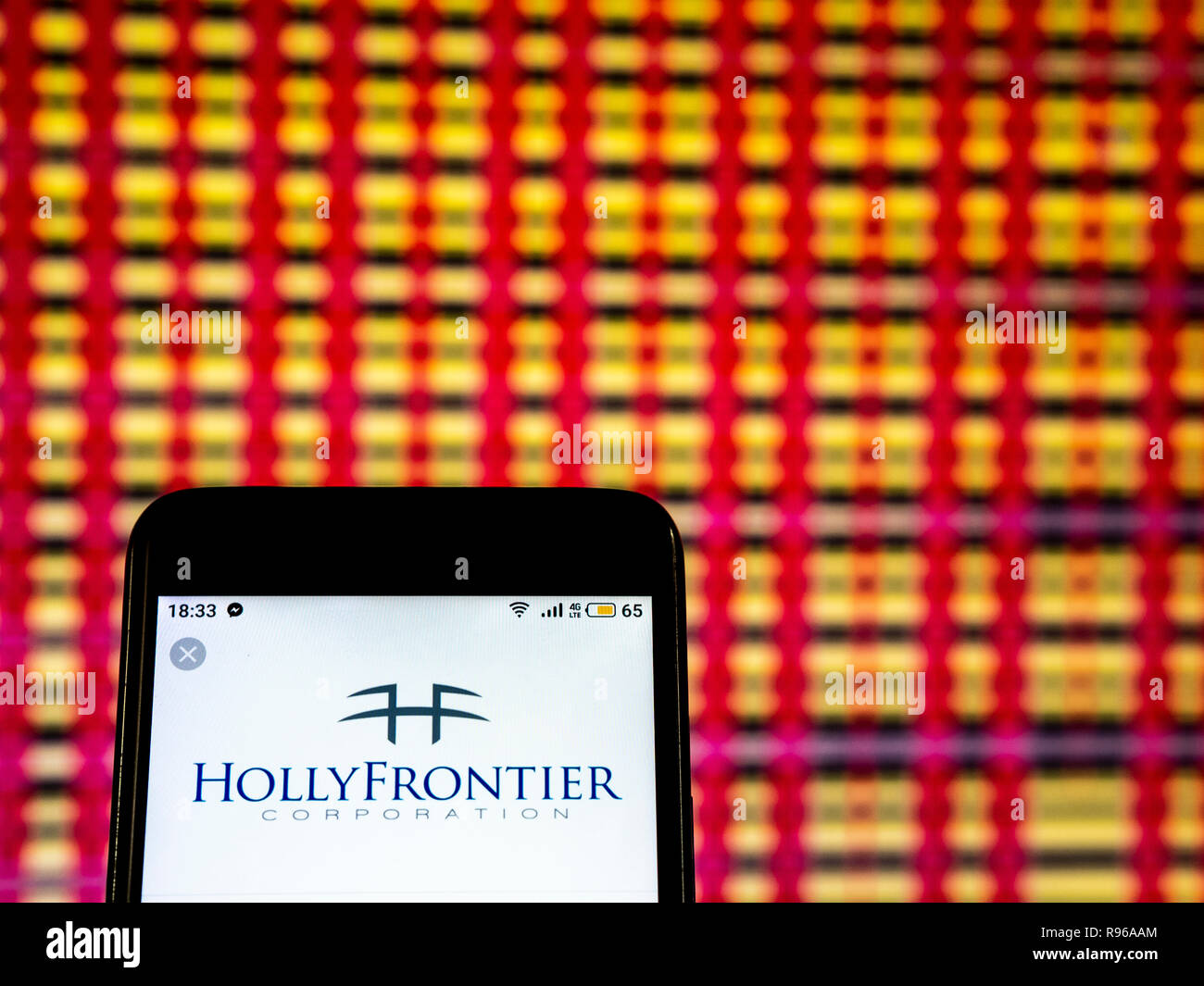 HollyFrontier Petroleum refining company logo seen displayed on smart ...