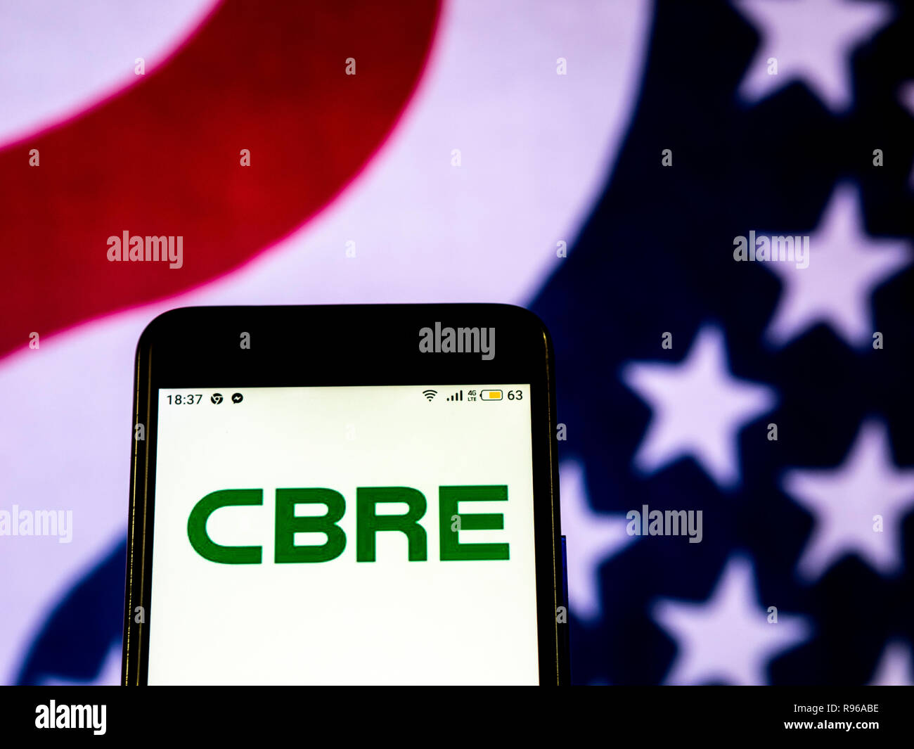 CBRE Group Real estate company logo seen displayed on smart phone Stock ...