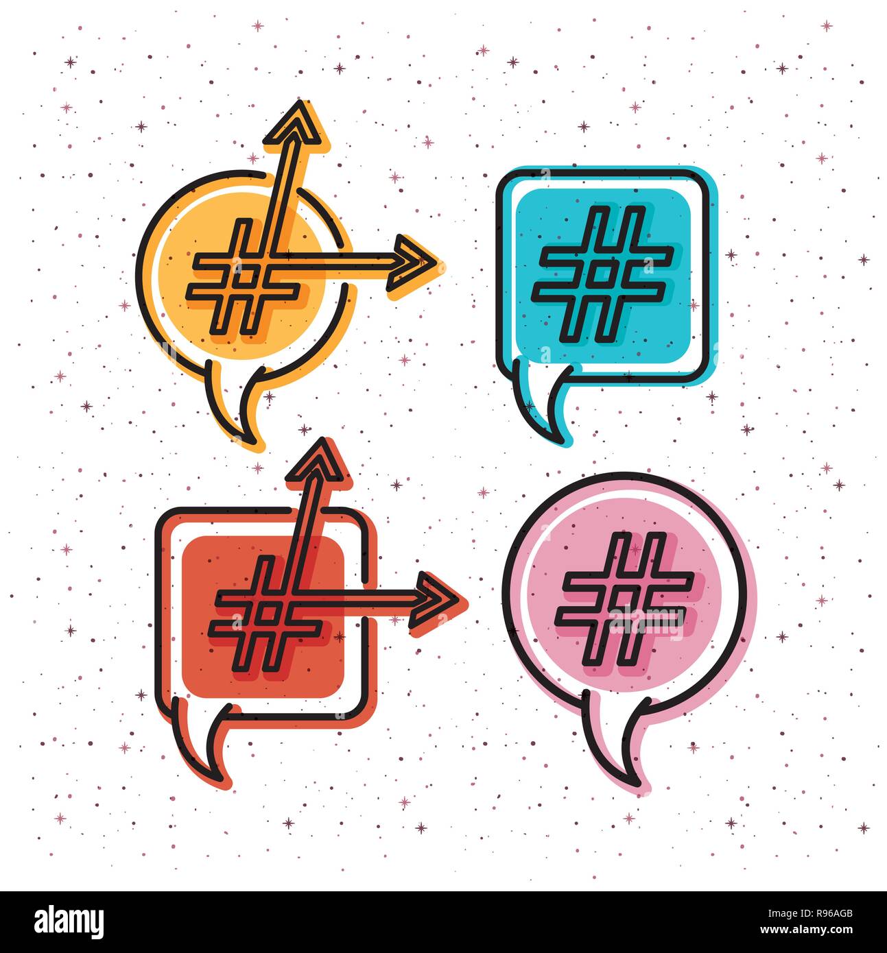 set of speech bubbles with trend symbol and arrows Stock Vector Image ...