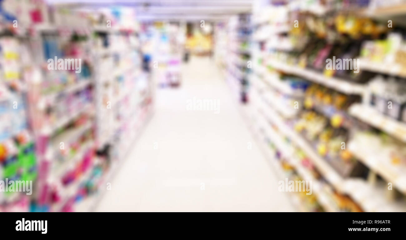 Supermarket store, blur background Stock Photo - Alamy
