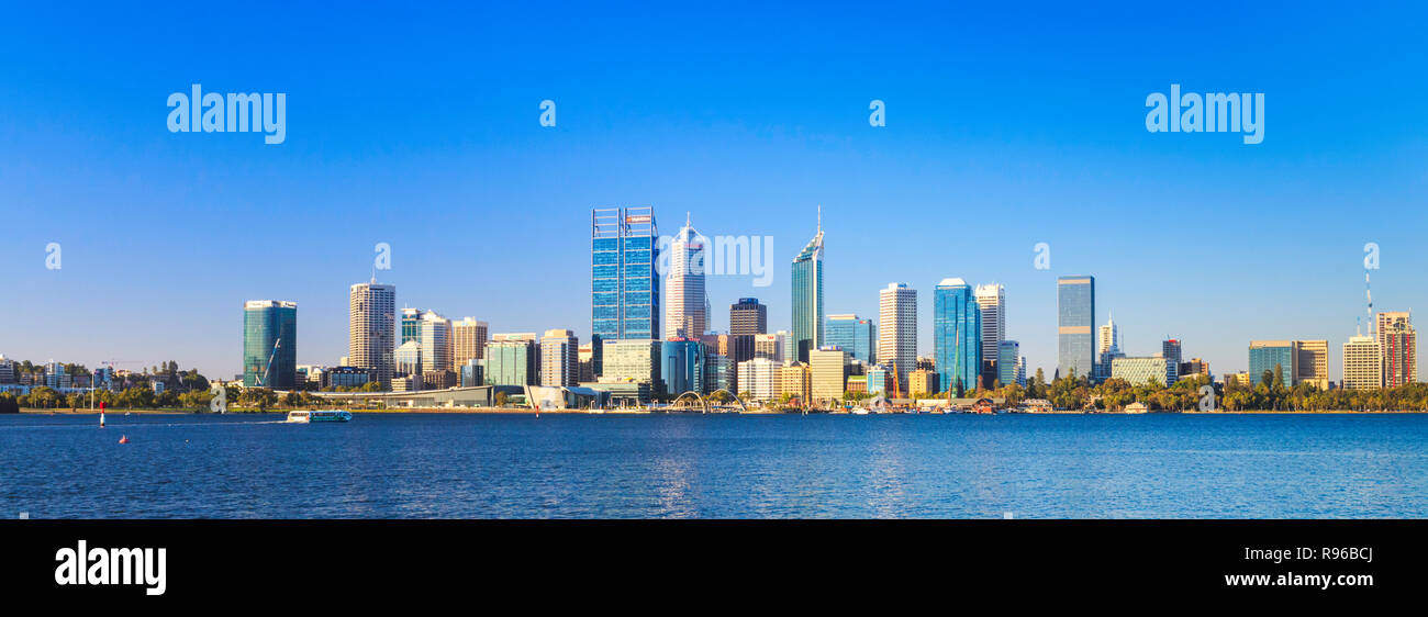 Perth and the Swan River on a cloudless summer's day. Perth, Australia ...