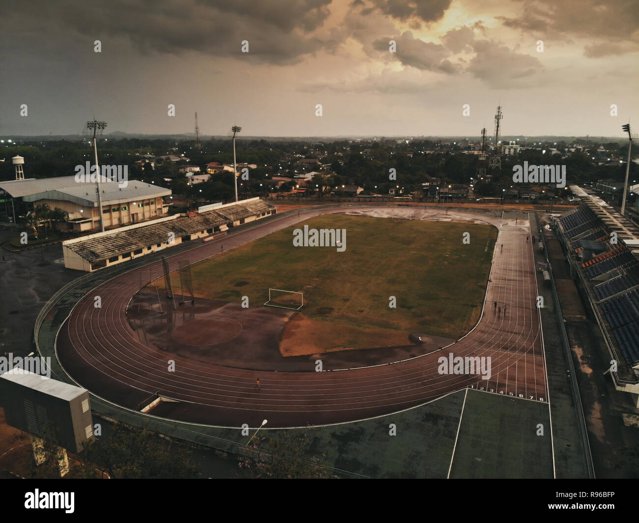 Public stadium after rain with dramatic sky in Thailand Stock Photo - Alamy