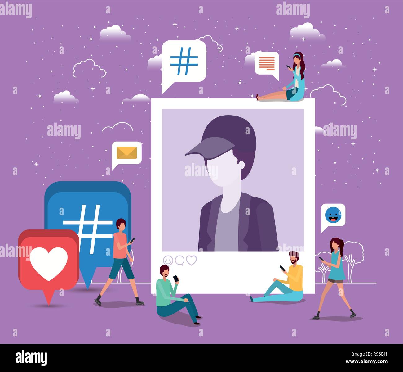social community with man profile picture Stock Vector Image & Art - Alamy
