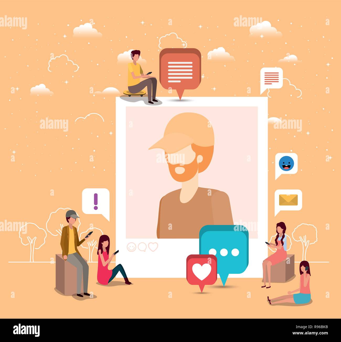 social community with man profile picture Stock Vector Image & Art - Alamy