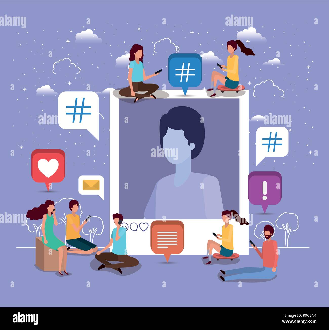social community with man profile picture Stock Vector Image & Art - Alamy