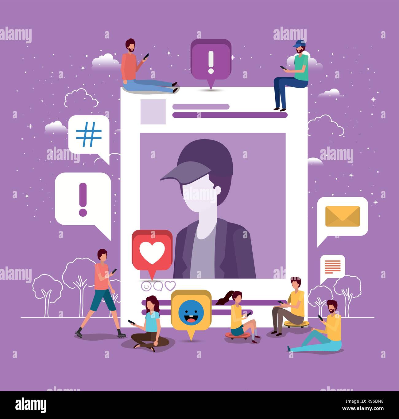 social community with man profile picture Stock Vector Image & Art - Alamy