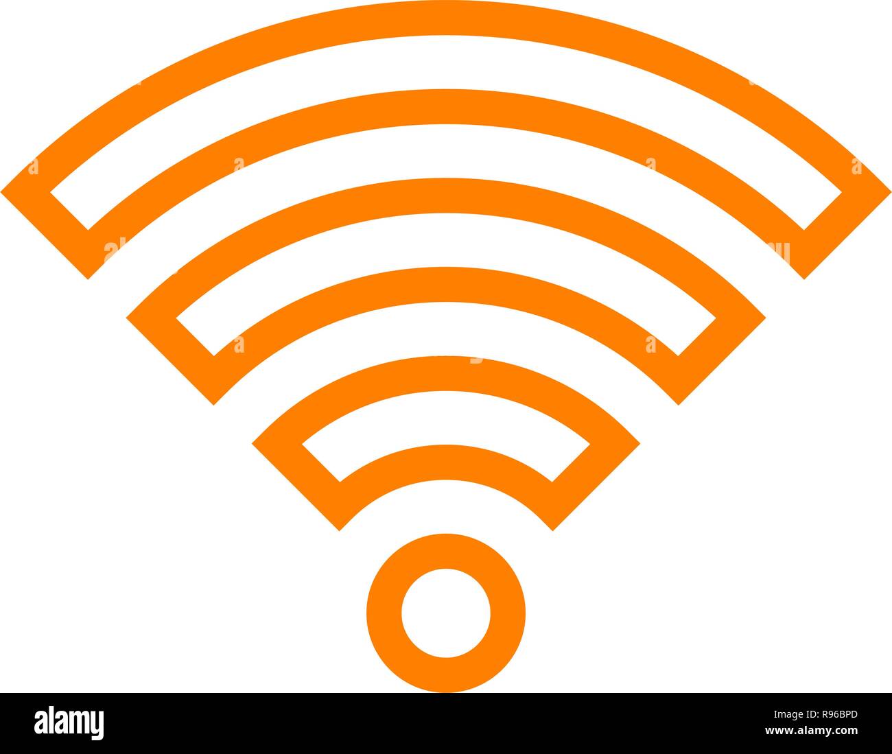 Wifi symbol icon - orange outlined, isolated - vector illustration ...