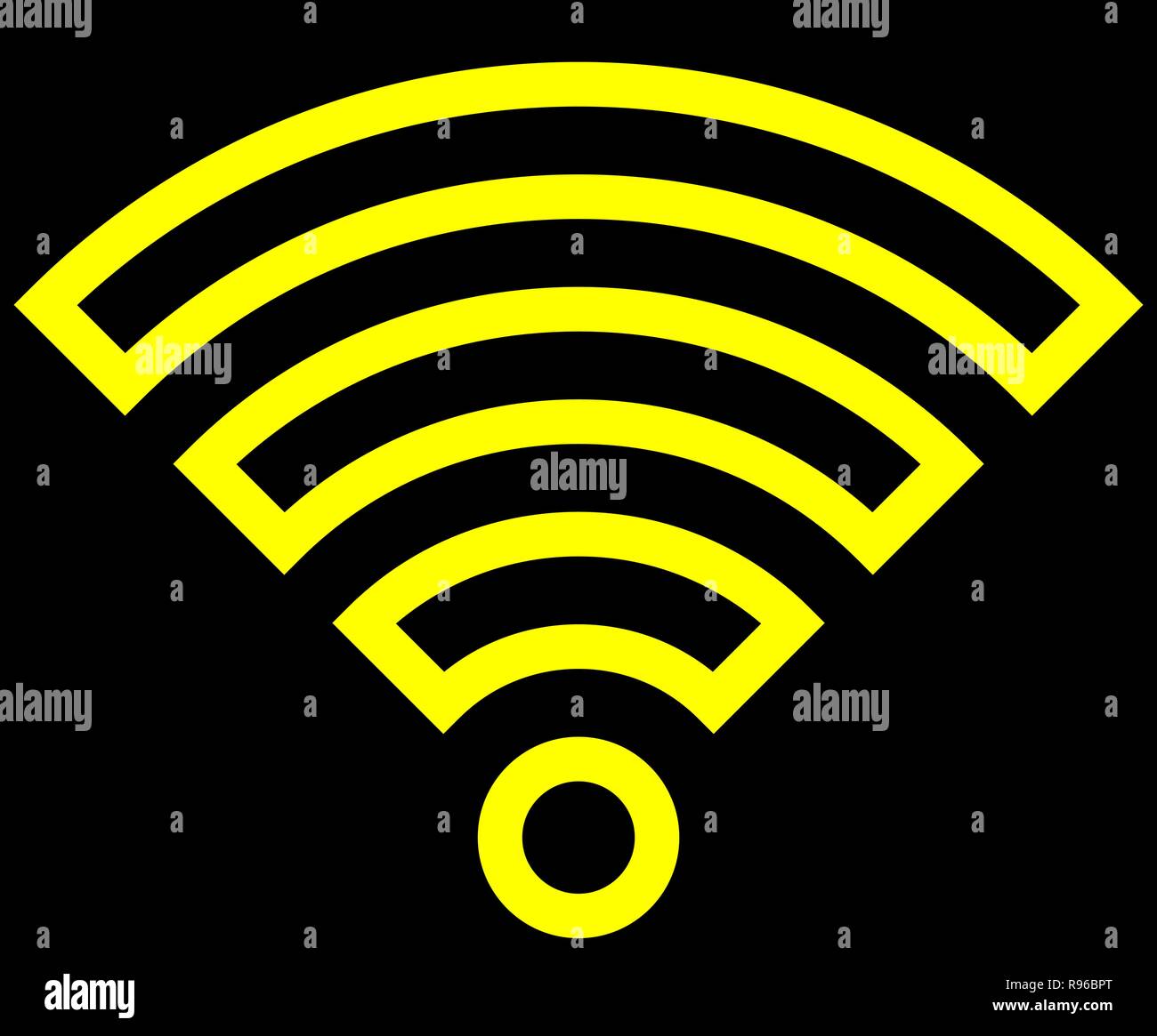 Wifi symbol icon - yellow outlined, isolated - vector illustration ... Wifi symbol icon - yellow outlined, isolated - vector illustration ...