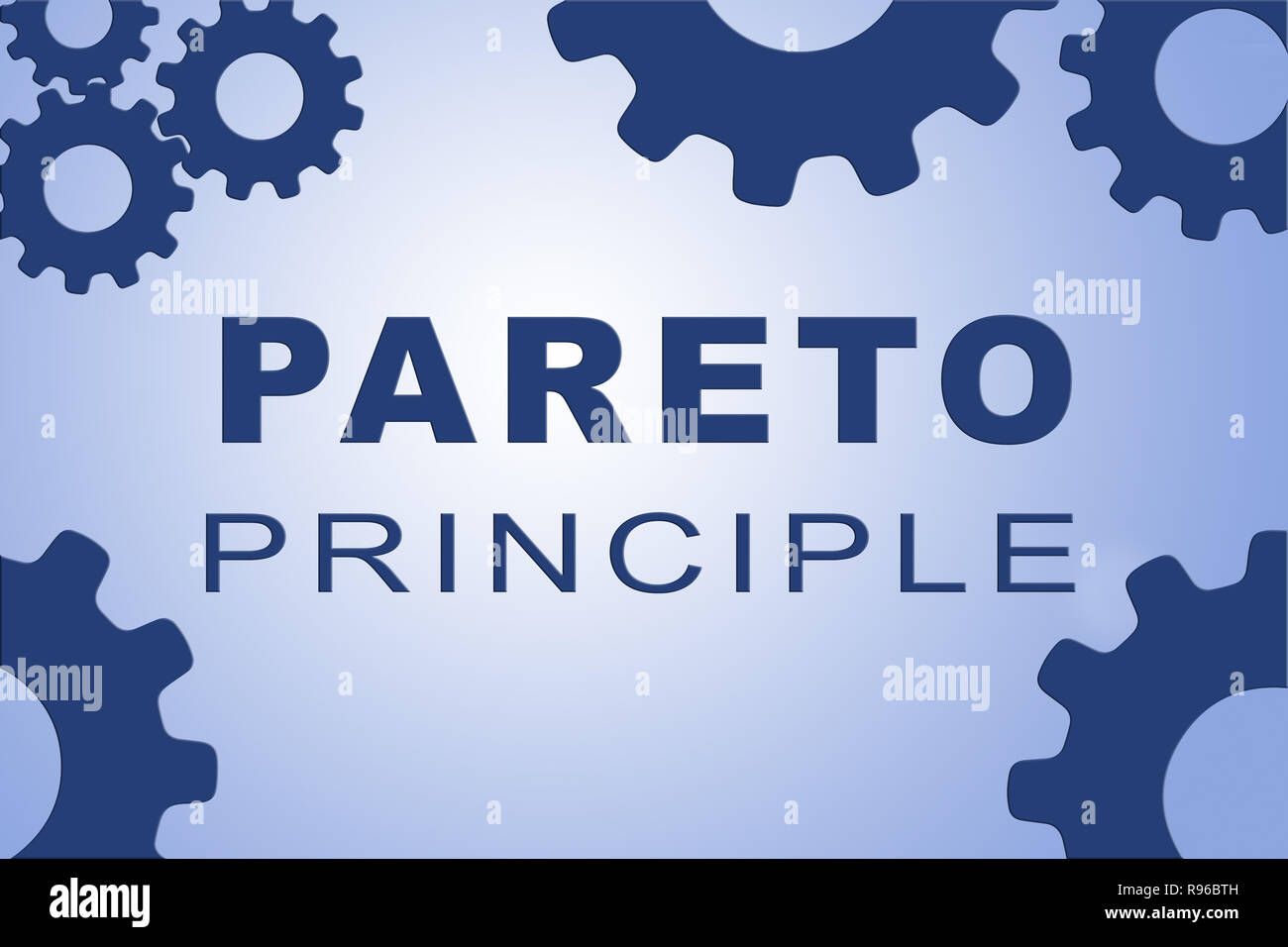 PARETO PRINCIPLE sign concept illustration with green gear wheel ...