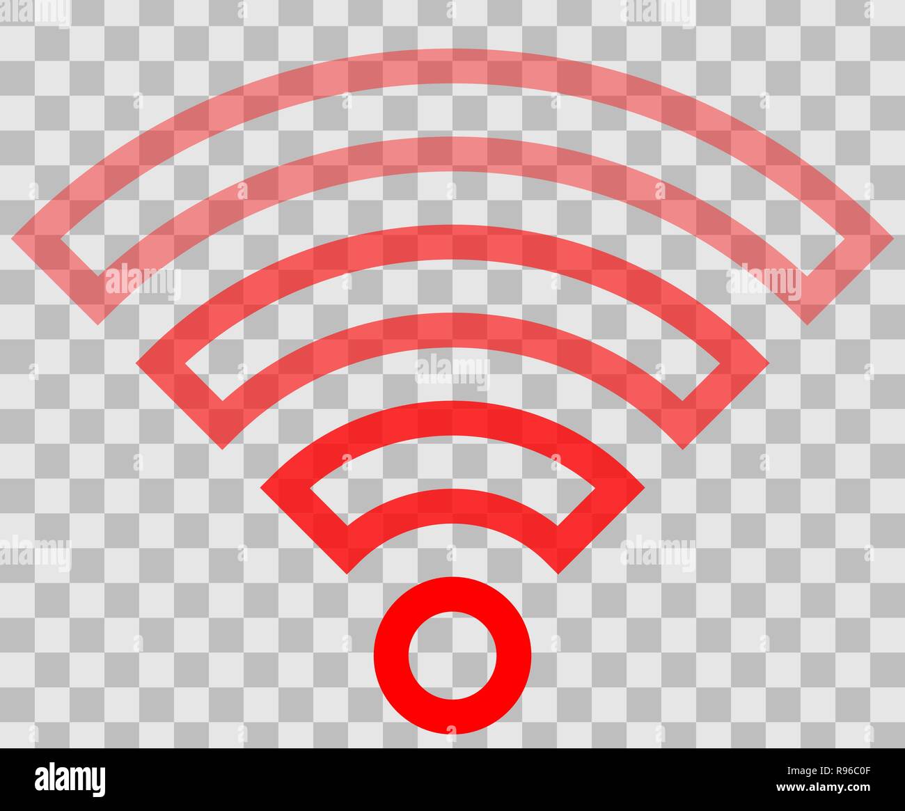 Wifi symbol icon - red outlined transparent, isolated - vector ...