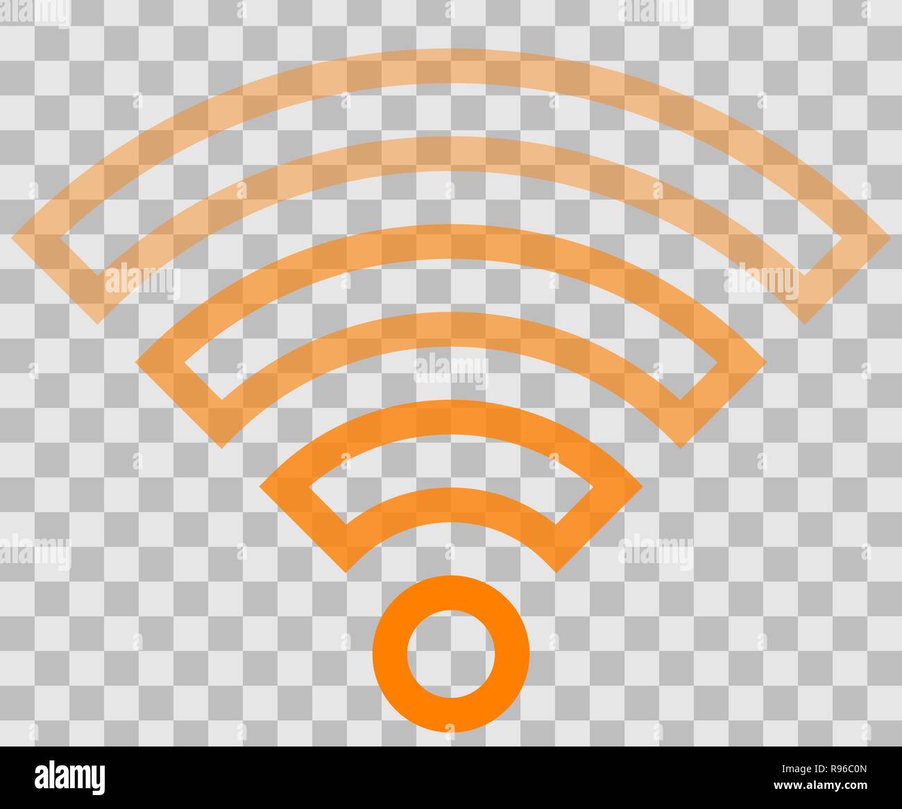 Wifi symbol icon - orange outlined transparent, isolated - vector ...