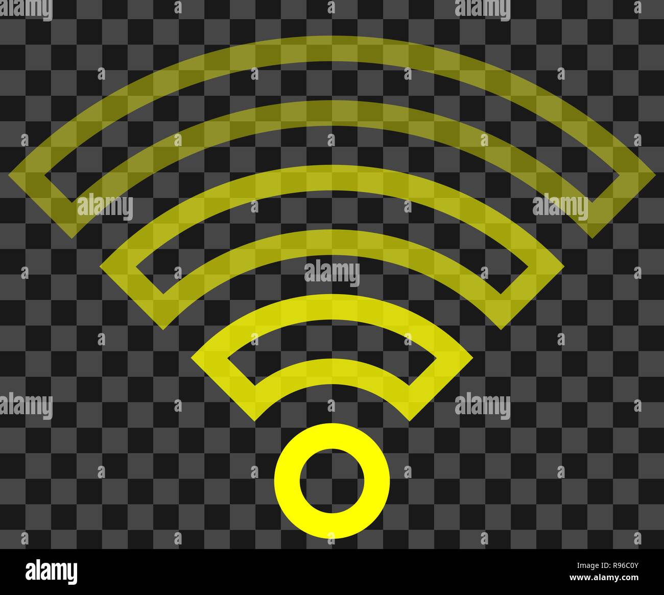 Wifi symbol icon - yellow outlined transparent, isolated - vector ...