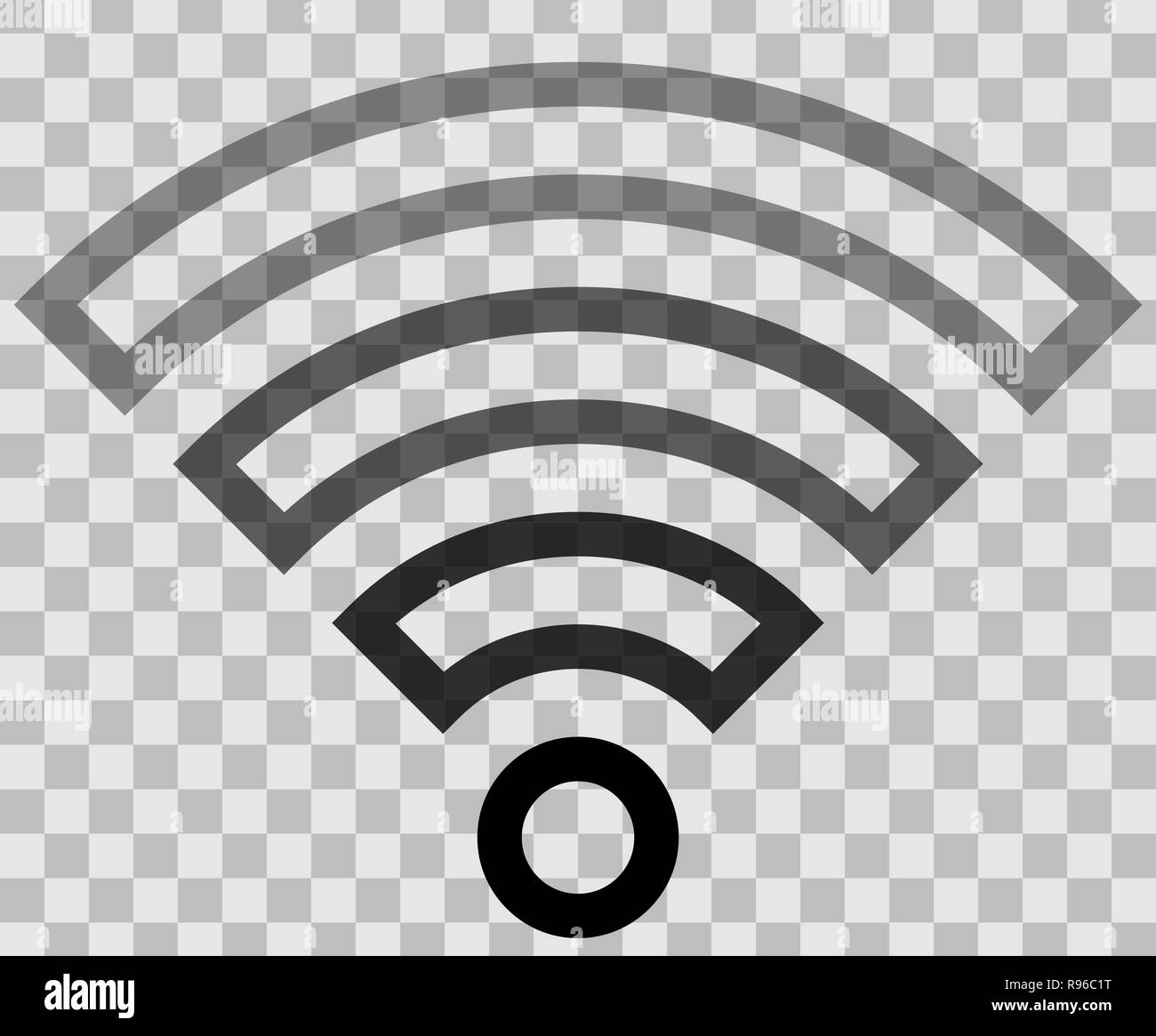 Wifi symbol icon - black outlined transparent, isolated - vector ...