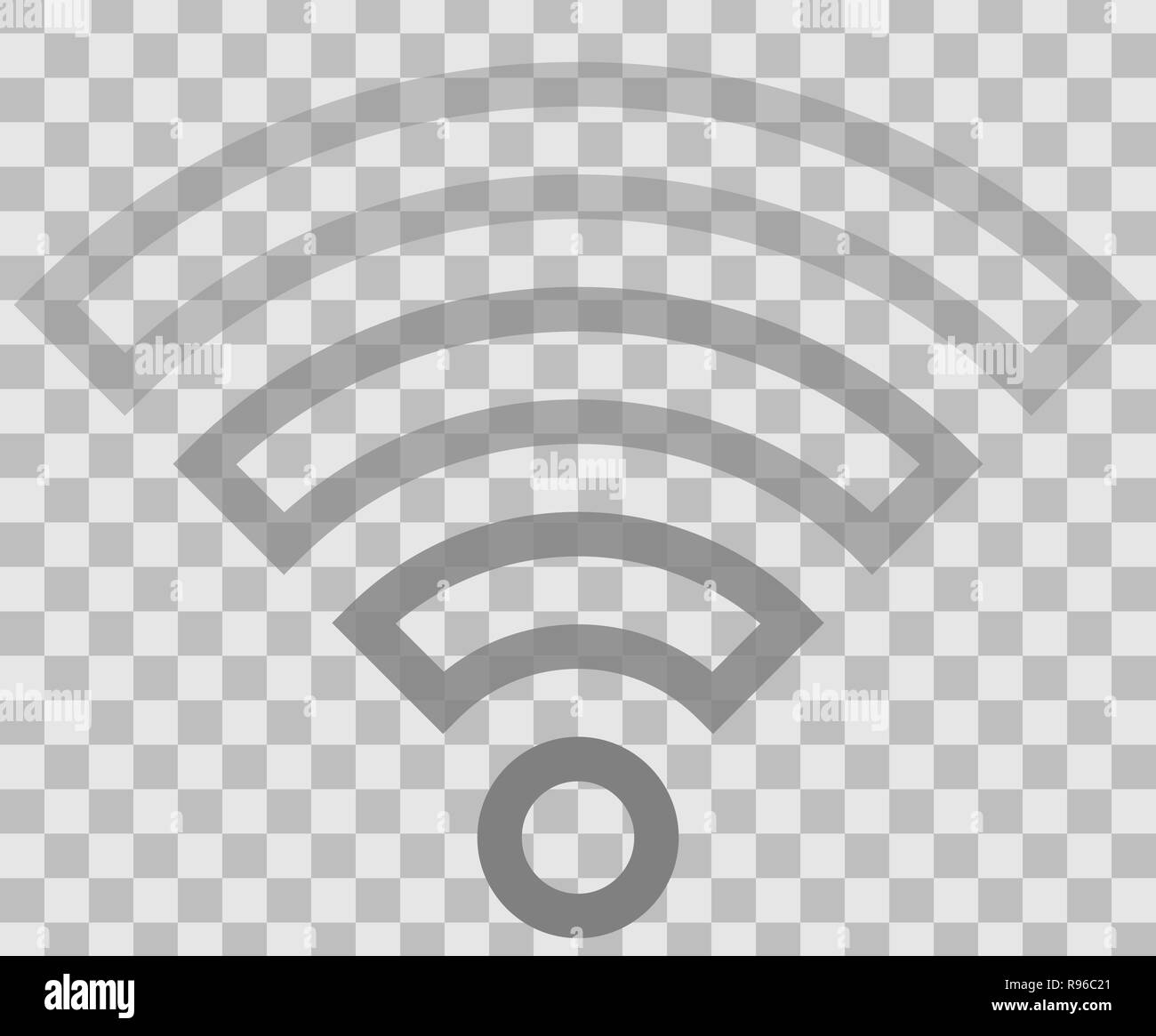 Wifi symbol icon - medium gray outlined transparent, isolated - vector ...