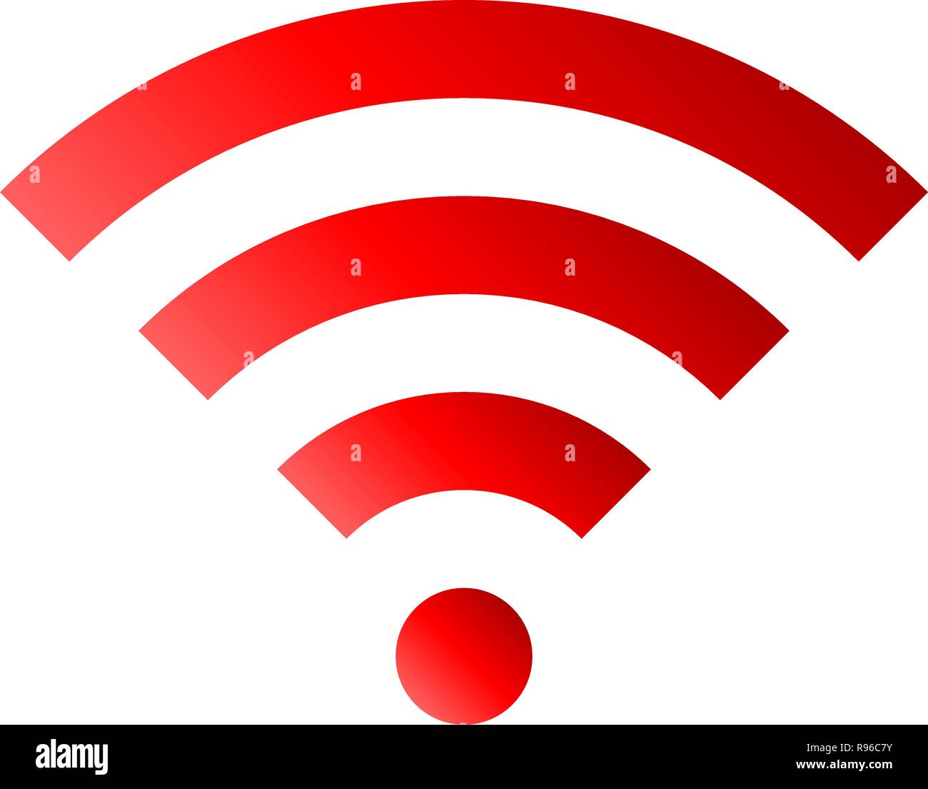 Wifi symbol icon - red simple gradient, isolated - vector illustration ...