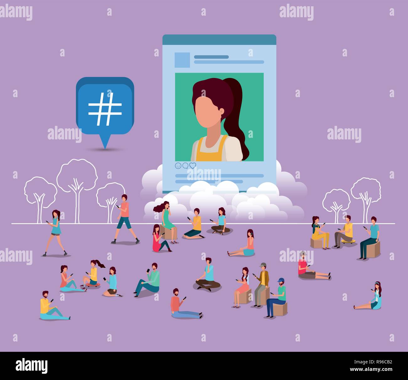 social community with woman profile picture Stock Vector Image & Art ...